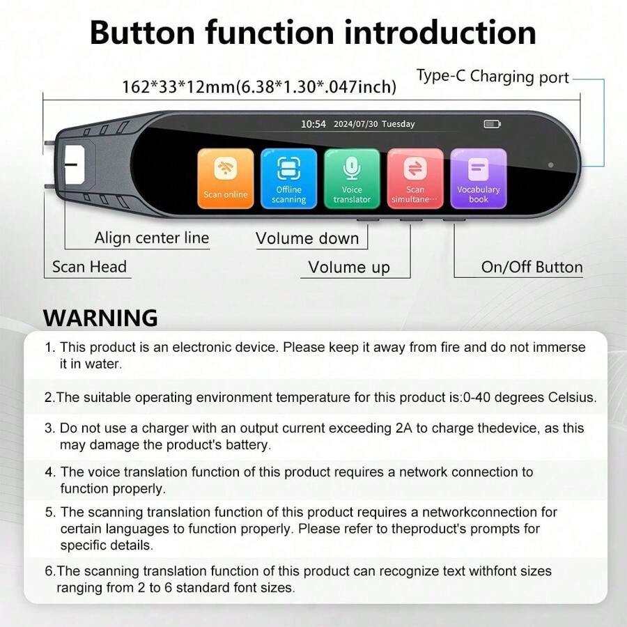 Translation Scanning Pen, 112 Language Translator Pen,Text Extract ...