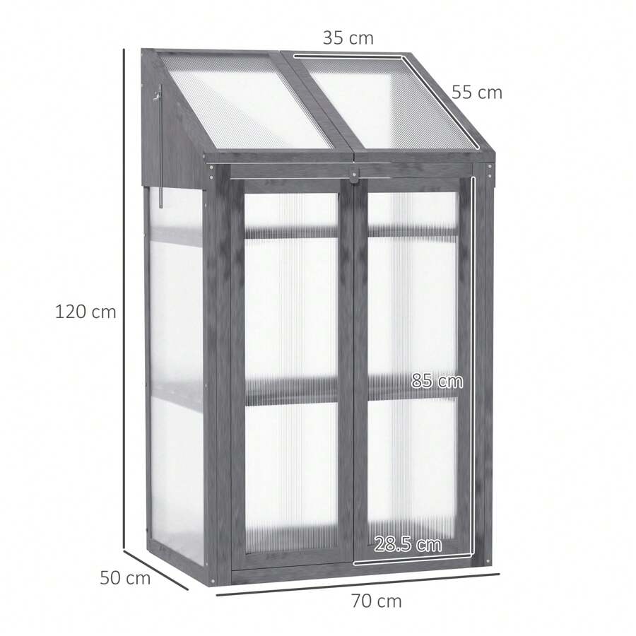 Outsunny Outsunny Wooden Cold Frame Polycarbonate Greenhouse With ...