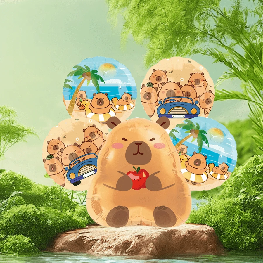 5pcs Capybara Aluminum Foil Balloon Set, Birthday Party Scene ...