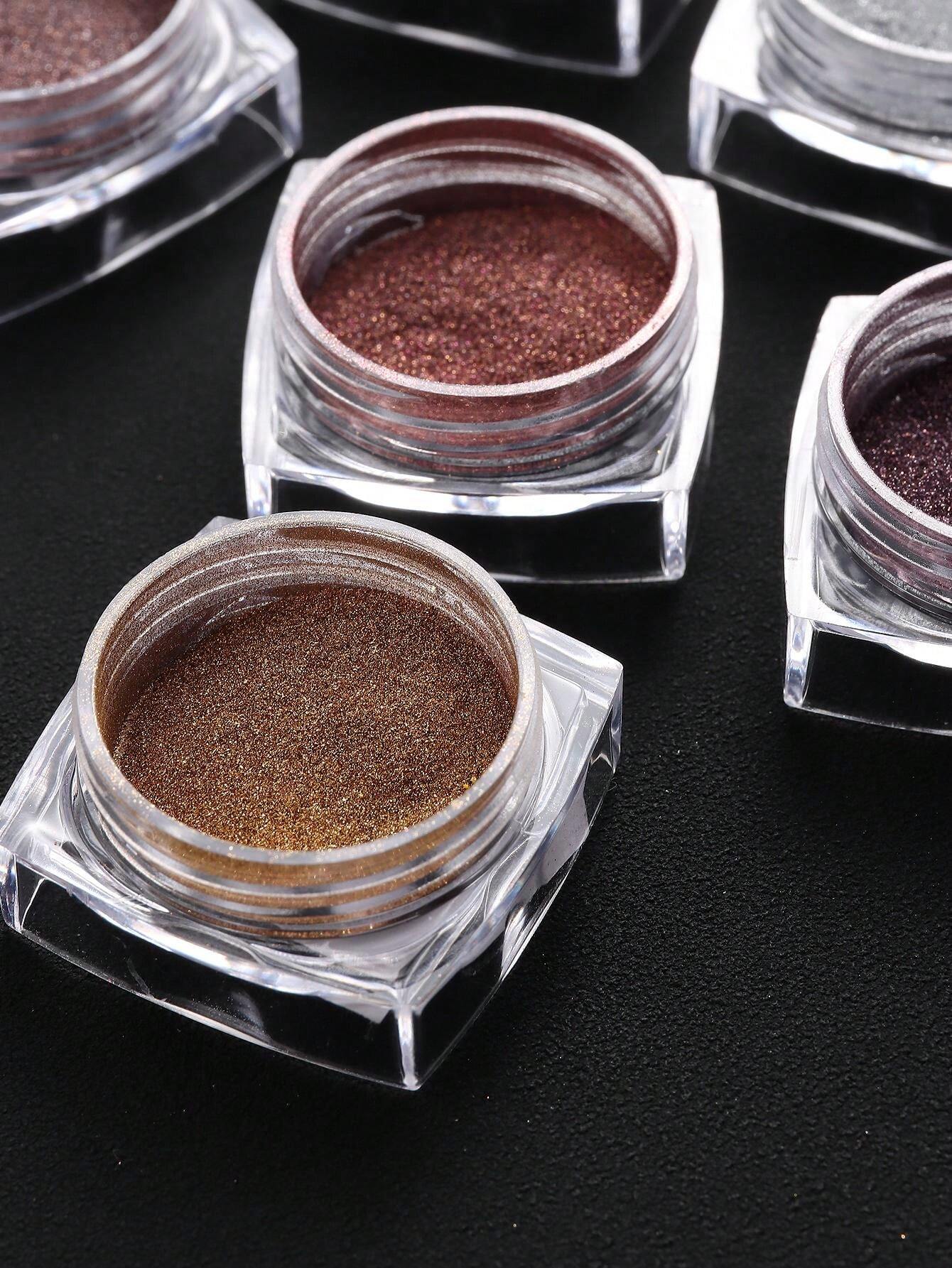 Brown Chrome Nails Powder Metallic Glitter Chrome Pigment Gradient ...