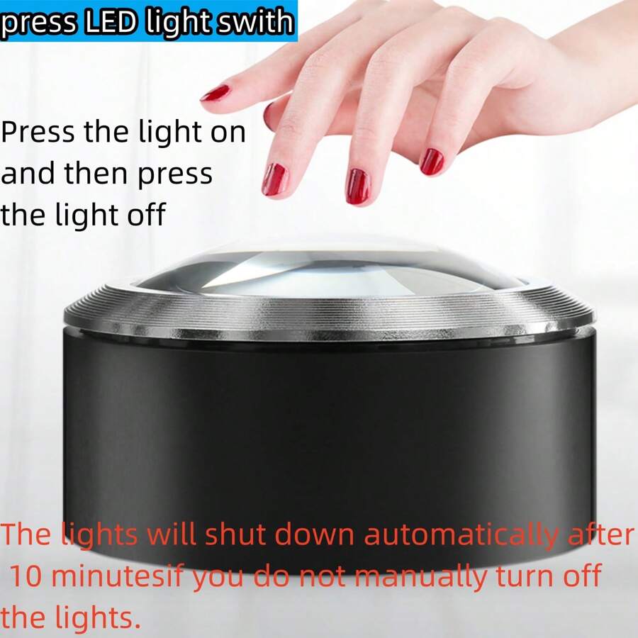 1pc 5X Dome Magnifying Glass 3 LED Lighted Hand Held Desktop Magnifier ...