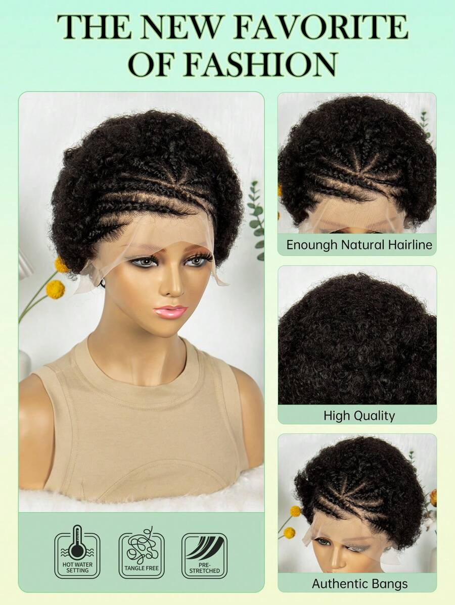 Curly Hair Wig Elegant Ladies' Woven African Curl Lace Front Wig ...