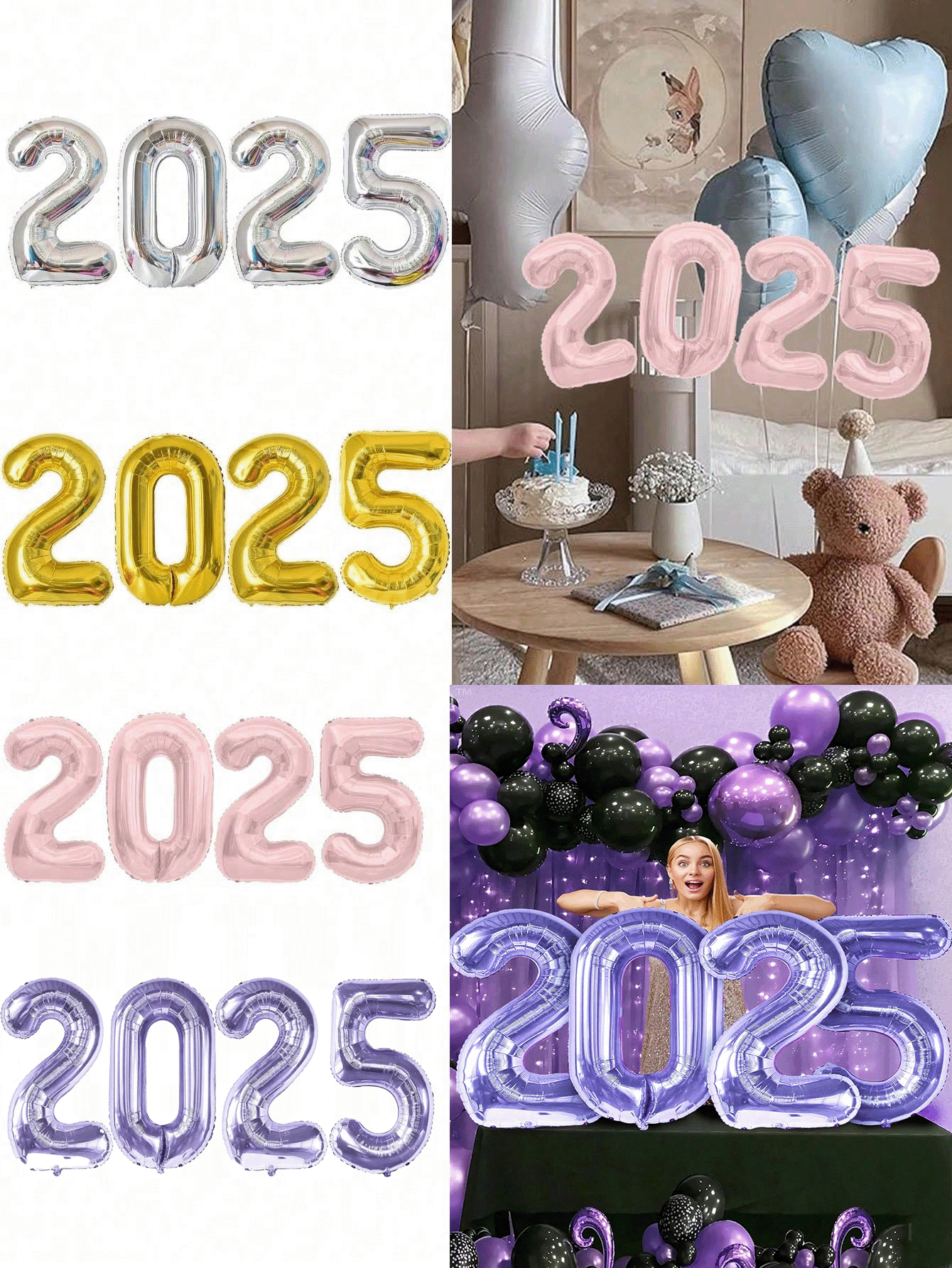 Huge 2025 Balloons New Year - 40 Inch | 2025 Purple Balloons | Happy ...