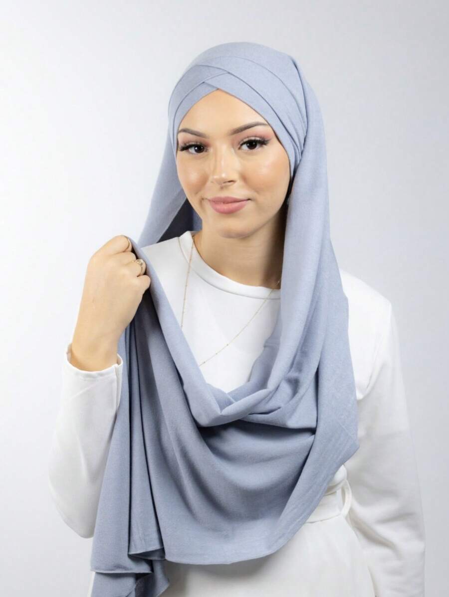 1pc Tie-On Crystal Linen Hijab Instant Hijab For Women, Classic Solid ...