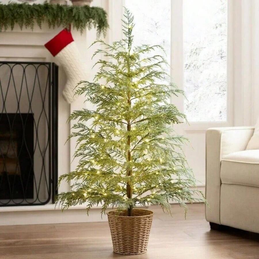 My Texas House Potted 4FT Pre-Lit Cypress Christmas Tree 100 Lights VIRAL BNIB | SHEIN USA