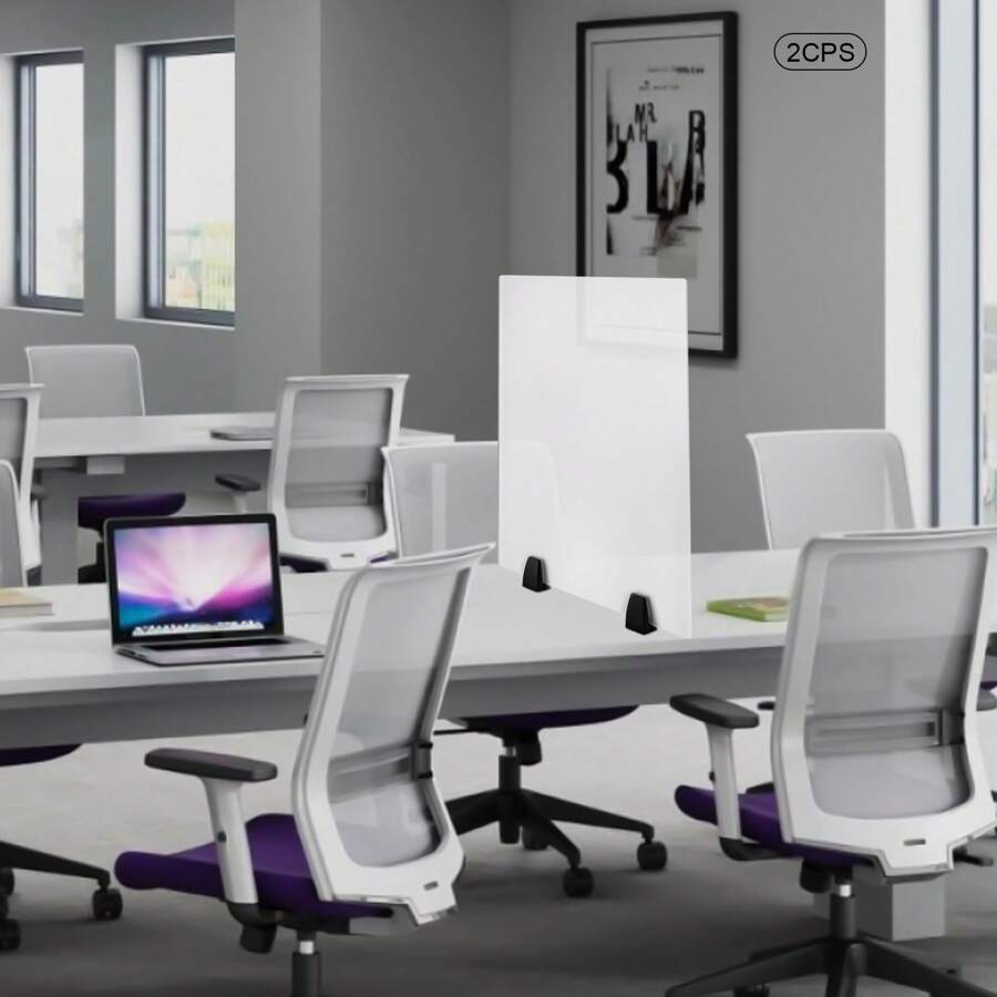 Dual Frosted Plexiglass 24 X 18 Inch Clamp-On Desk Privacy Panels ...