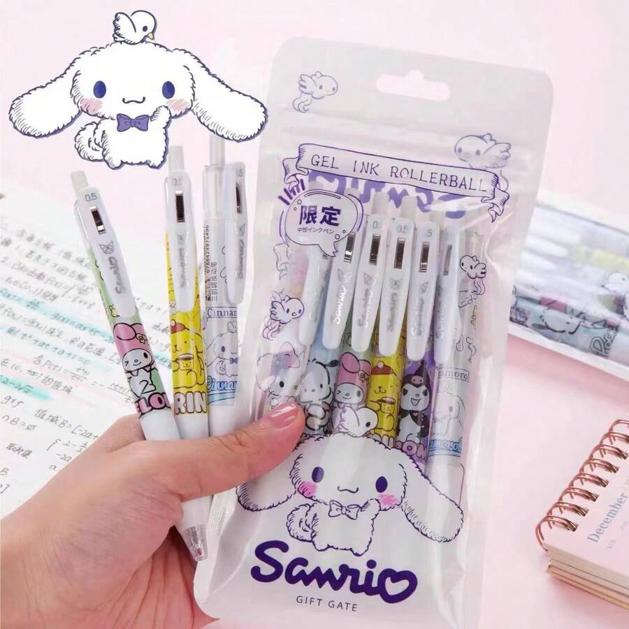 Sanrio 6PCS Sanrio Pen Limit Cute Wind Kitty Cat Kulomi Pacha Dog Girl ...