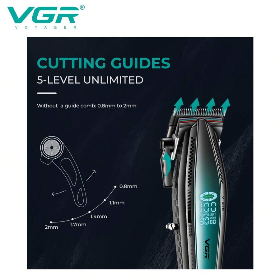 VGR VGR Hair Clipper Cordless Electric Digital Display Charging Base Hair Trimmers Metal ...
