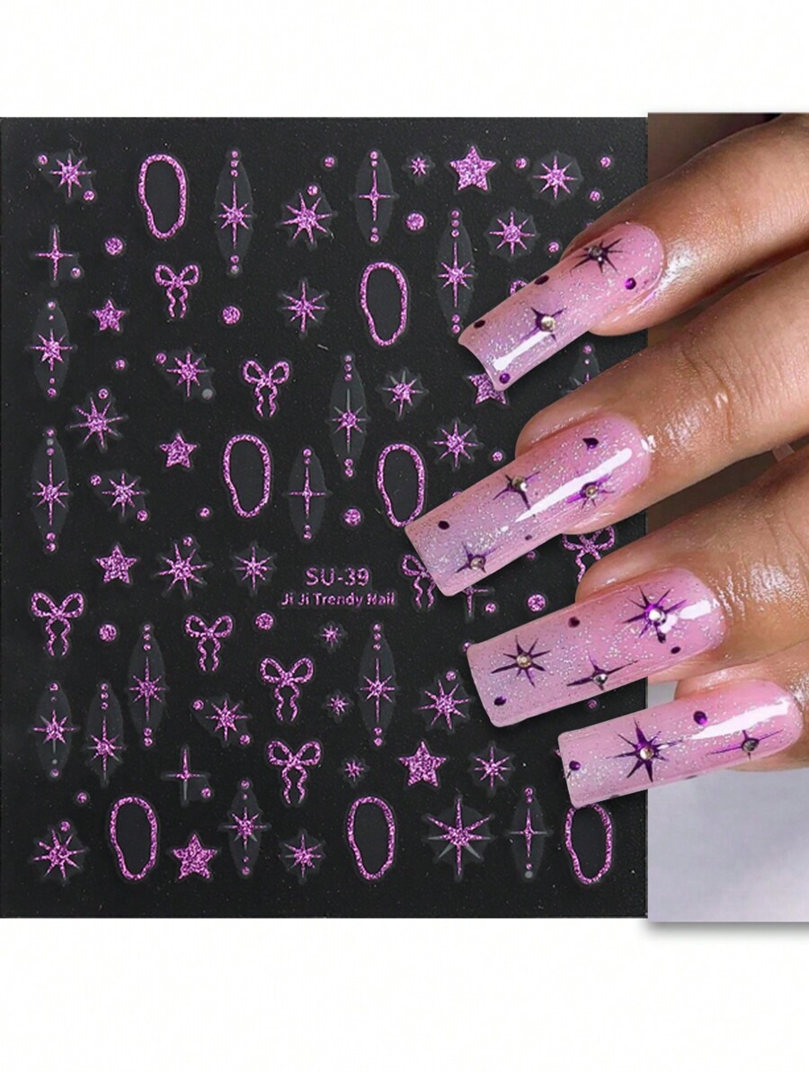 2/4Pcs Embossed Laser Gold-Plated Stars, Bows, Asymmetric Geometric ...