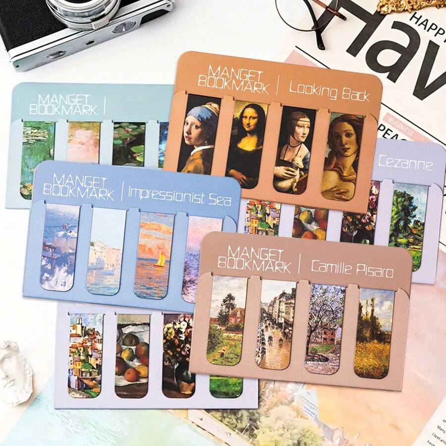4pcs Magnetic Bookmarks Set, Vintage Monet & Van Gogh Style, Student ...