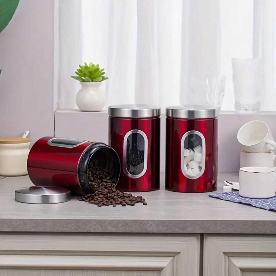 Visual Window Stainless Steel Storage Container, Tea Sugar Bag ...