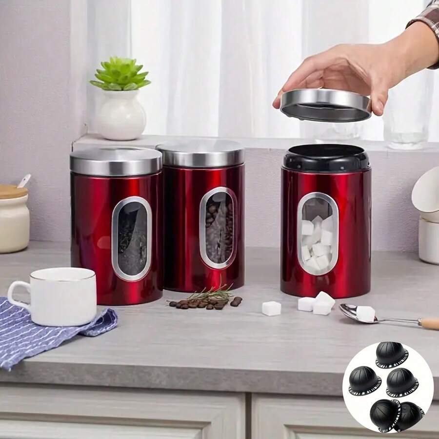 Visual Window Stainless Steel Storage Container, Tea Sugar Bag ...