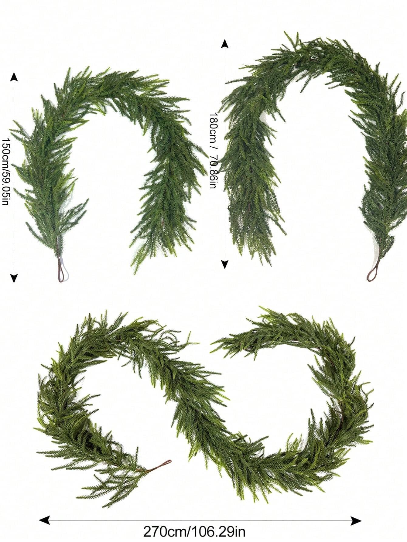 1 Pc Artificial Norfolk Pine Garlands, Real Touch Winter Pine Garland, Green Artificial Greenery ...