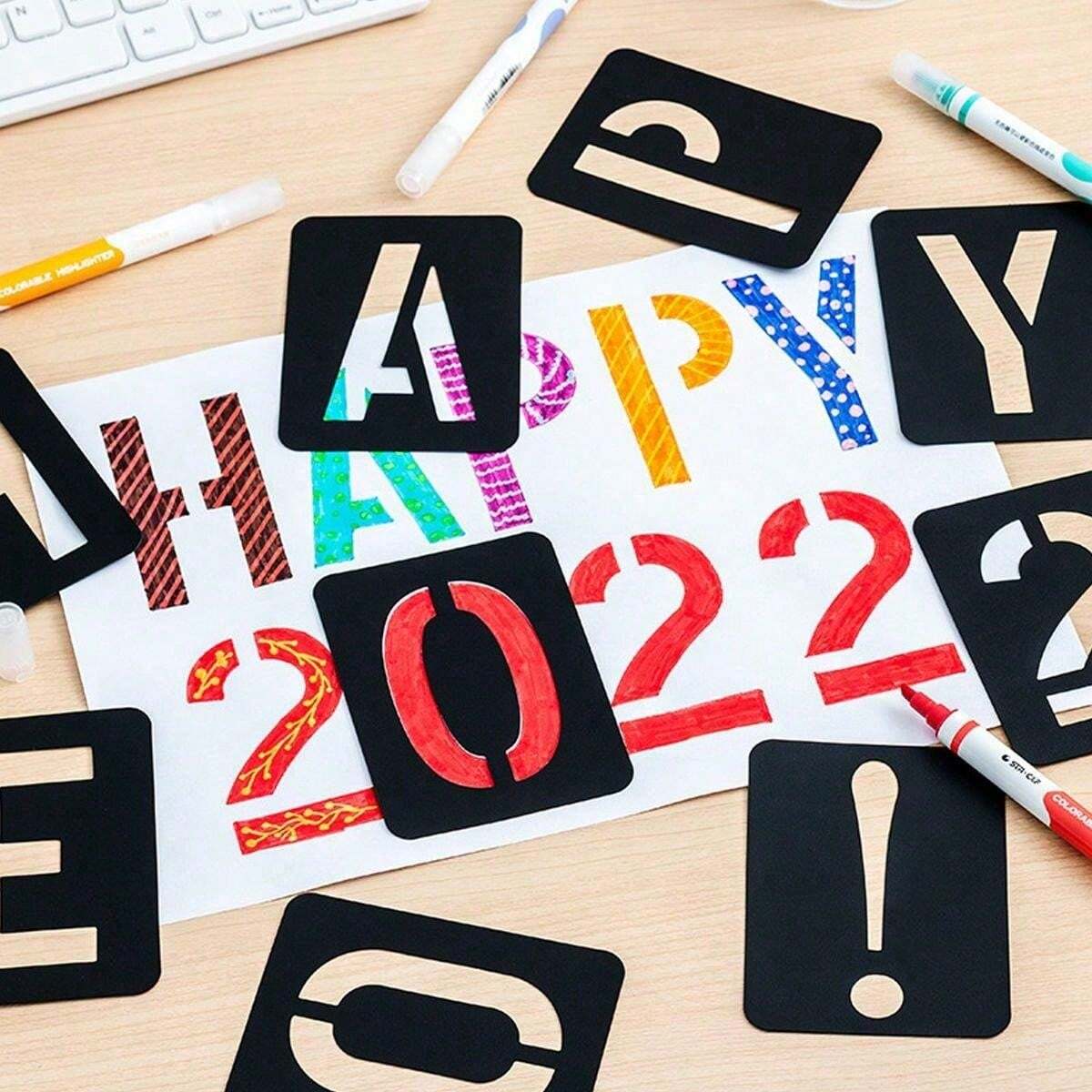 42 Pieces Alphanumeric Symbols Craft Hollow Stencils Stamping Embossing Stencils Reusable