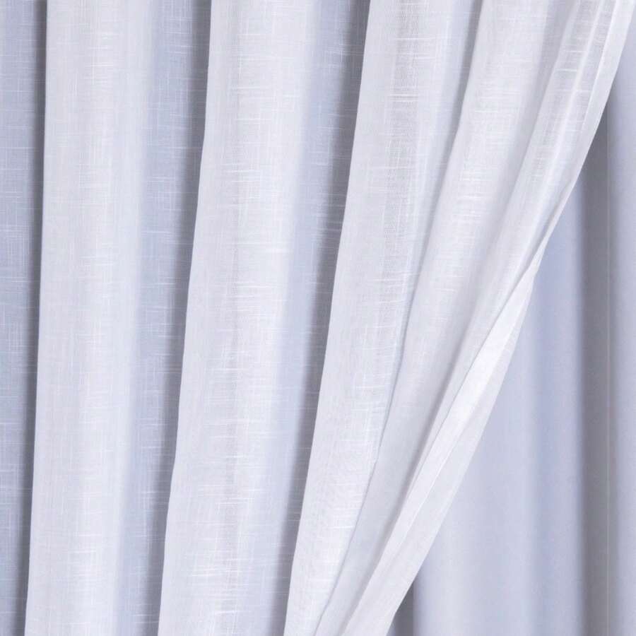 Cortina Voil Gaze de Linho com Forro Blackout 8 metros para TRILHO ...