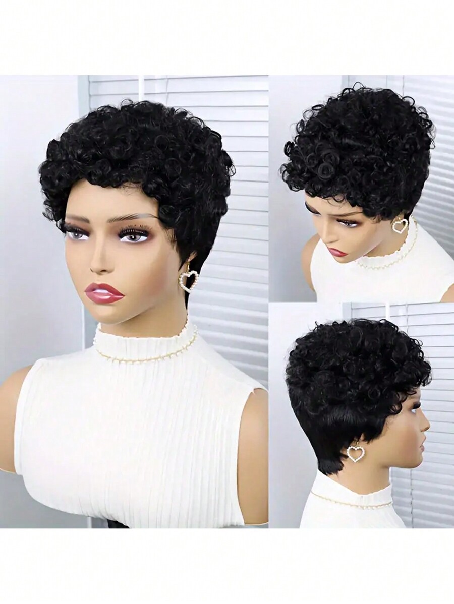 8 Inch Pixie Cut Wig Short Wigs For Black Women Short Curly Wig Curly ...
