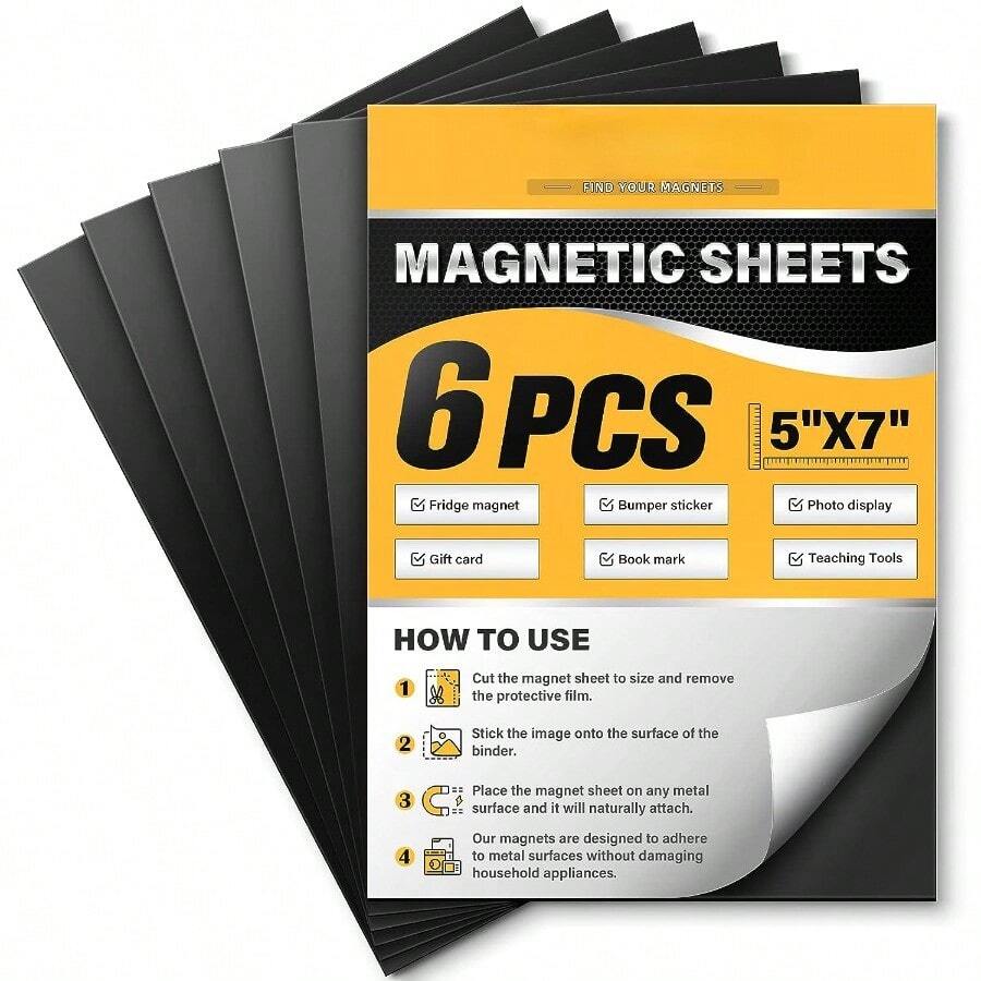 5''x7'' Magnetic Sheets, Flexible Magnets With Superior Adhesive ...