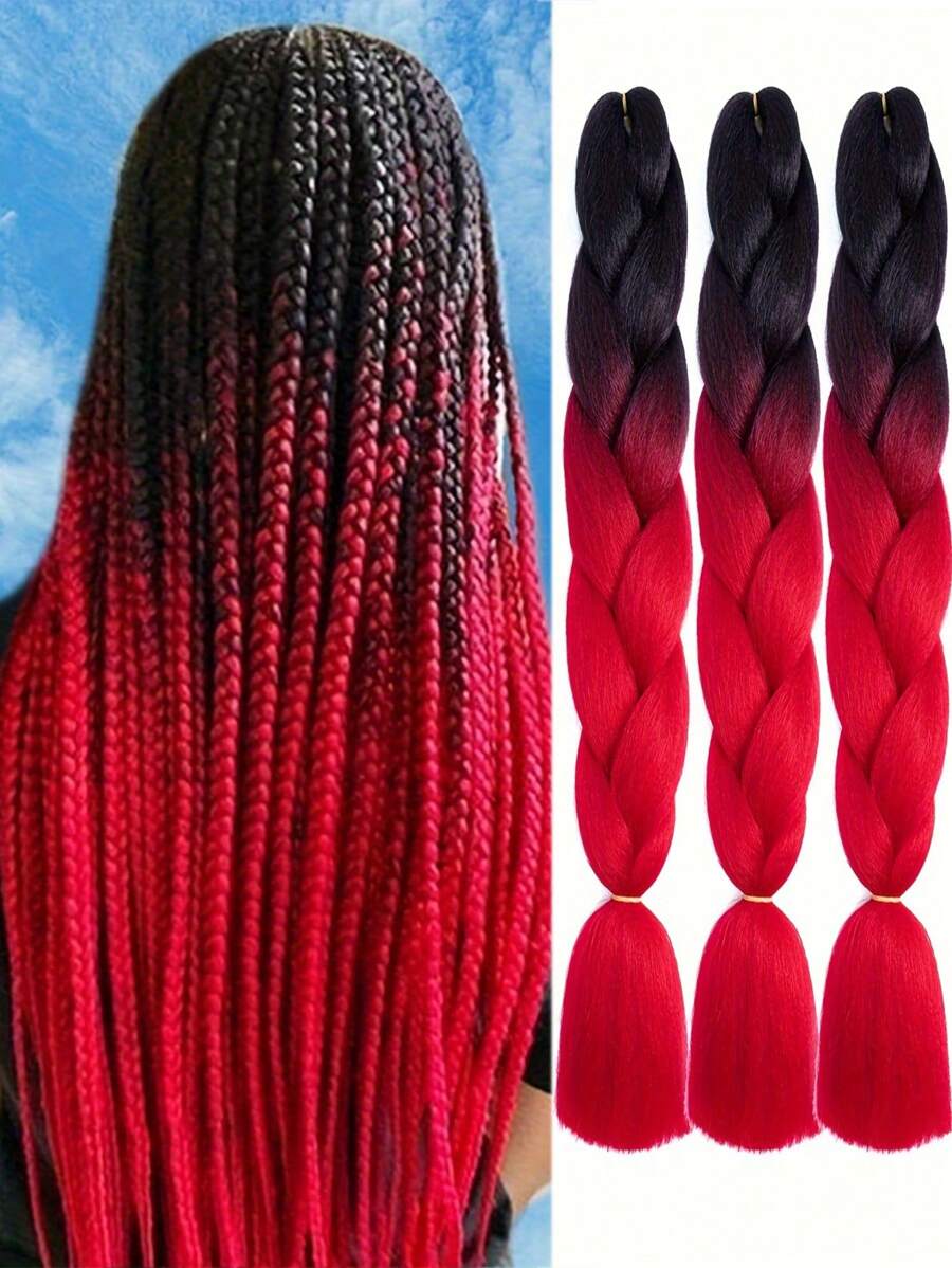 3 Pcs Jumbo Braiding Hair Extensions 24 Inch High Temperature Synthetic ...