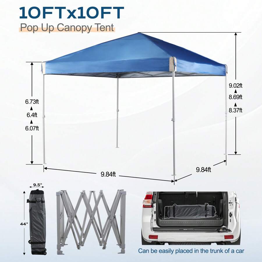 Aoodor 10 X10 Ft. Pop Up Canopy Tent With Roller Bag, Portable Instant ...