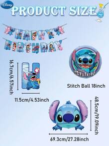 Disney 73PCS Disney Officially Licensed Blue Stitch Balloon Set Cute ...