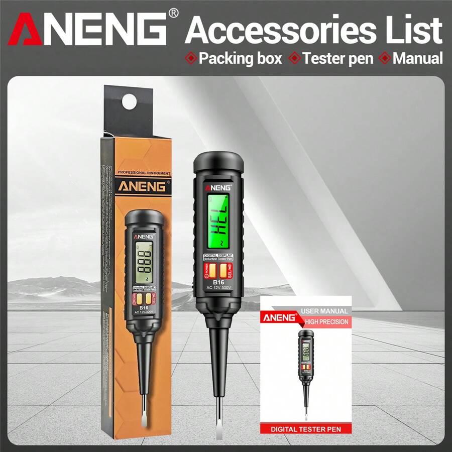 ANENG B16 Lntelligent Sensing Digital Measuring Pen Non-Contact 12V-300V Voltage Detector NCV ...