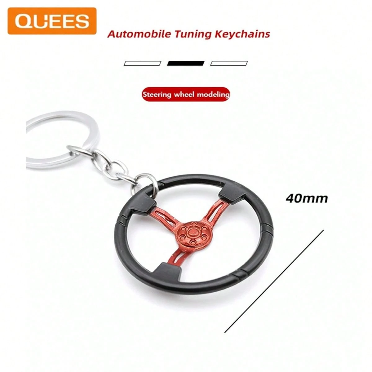 QUEES Racing Steering Wheel Custom Key Chain, Car Key Chain Pendant, 3 ...