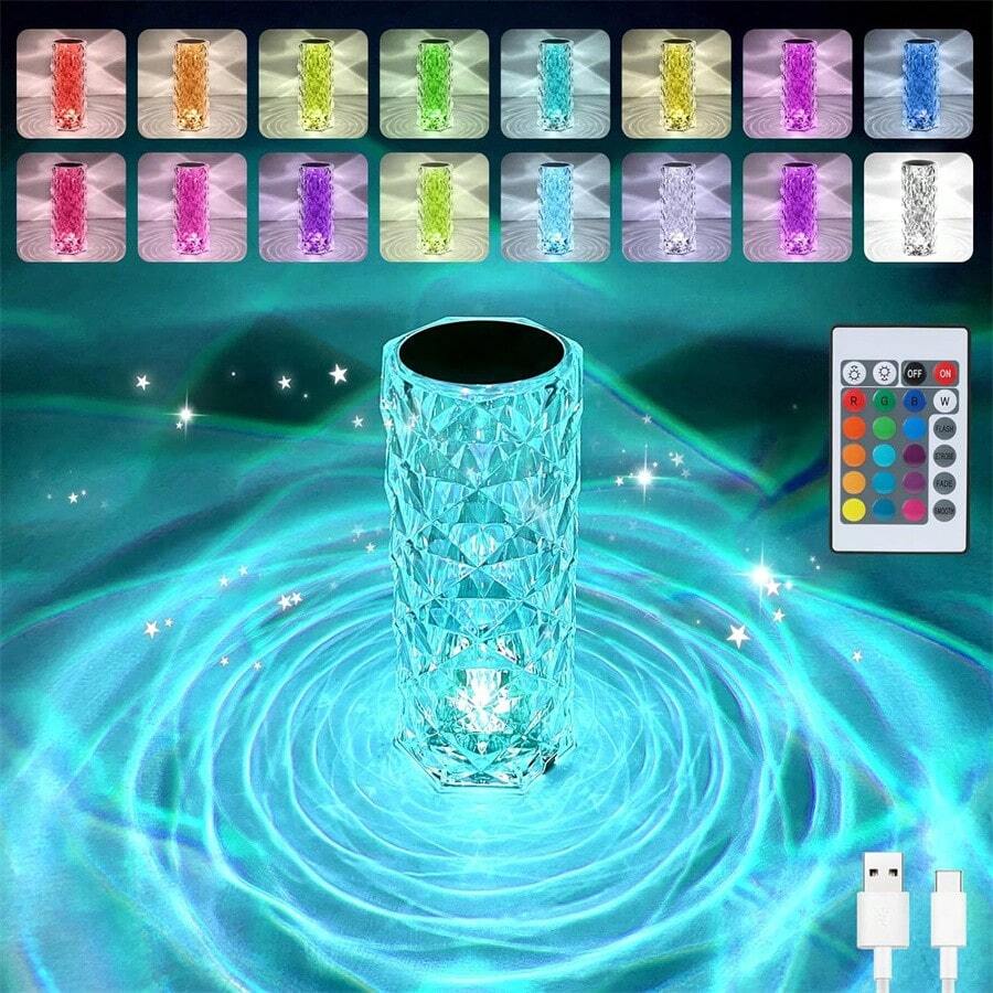 Crystal Table Lamp (Touch And Remote Control), RGB Multi-Colour ...