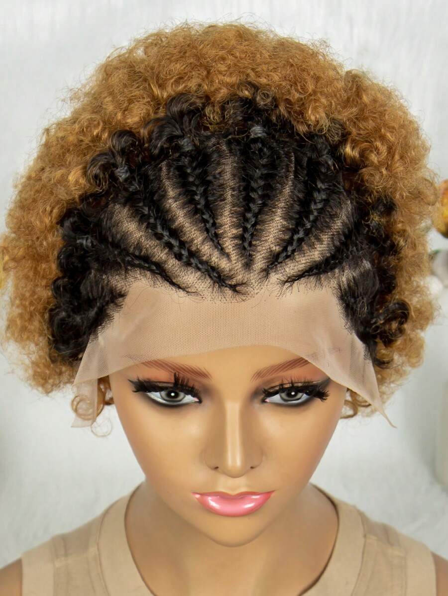 Curly Hair Wig Elegant Ladies' Woven African Curl Lace Front Wig ...
