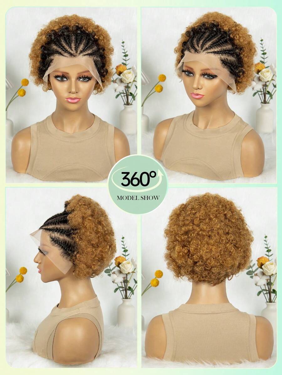 Curly Hair Wig Elegant Ladies' Woven African Curl Lace Front Wig ...