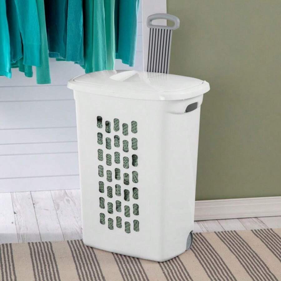 Ultra Wheeled Laundry Hamper With Lid, Handle And Wheels For Easy ...