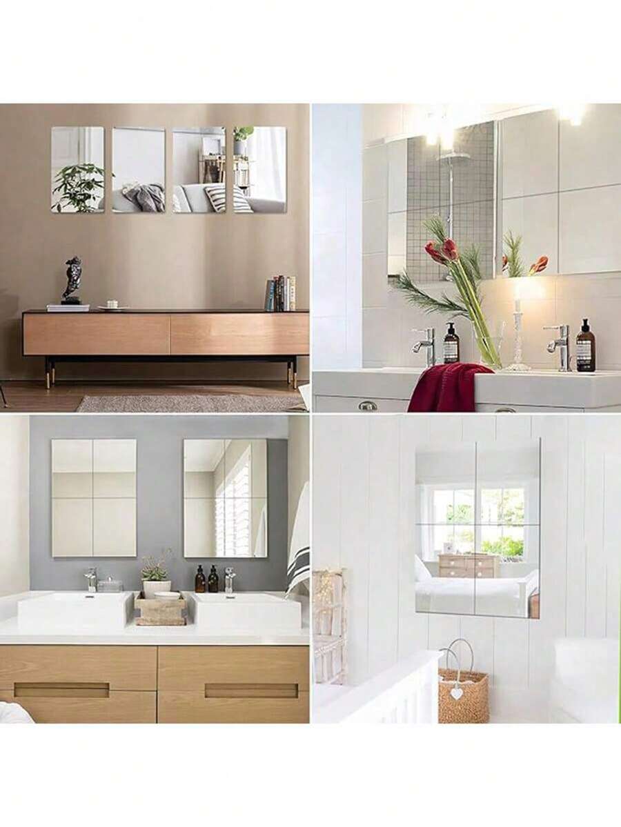 6pcs Unbreakable Acrylic Mirrored Wall Stickers, Full Length Mirror For ...