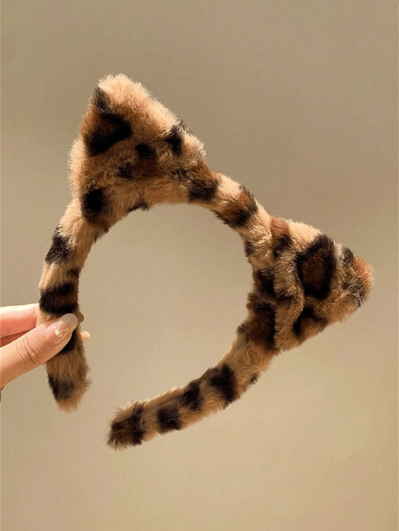 1/2pcs Leopard Print Cat Ear Plush Headband, Stylish Headpiece For ...
