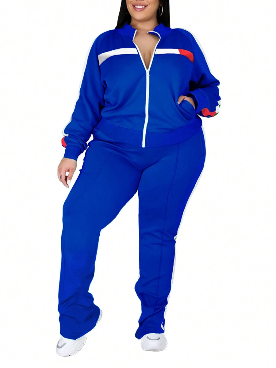 Women's Plus Size Jogging Suit 2 Piece Outfit Sets Track Pants & Sweat ...