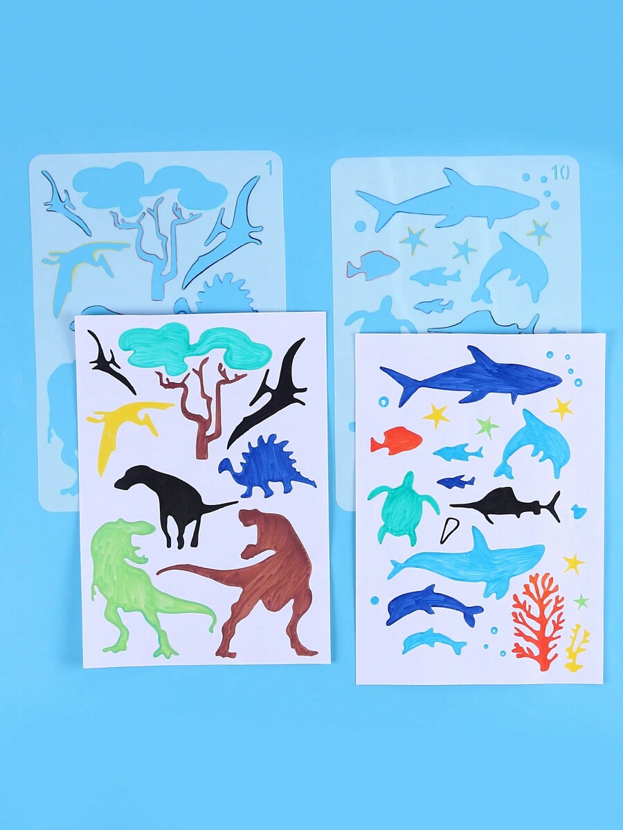 12pcs Figure Animal Spray Painting Template, Reusable Children's Art ...
