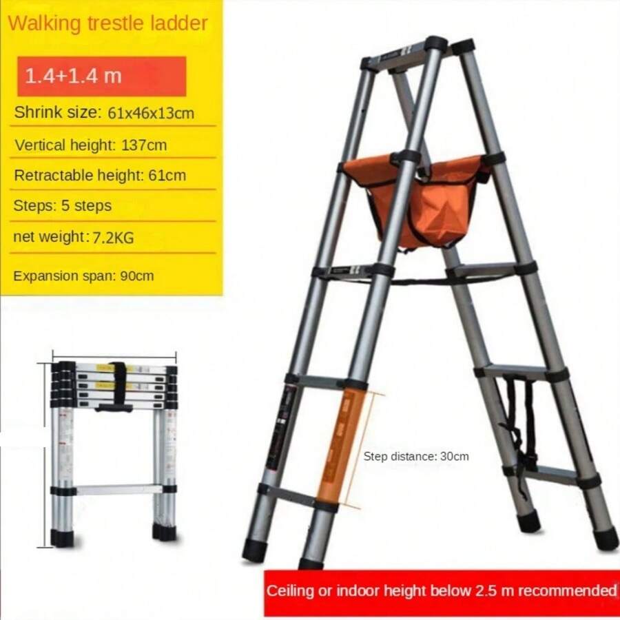 Herringbone Stainless Steel Ladder A-Type Telescopic Ladders For Home ...