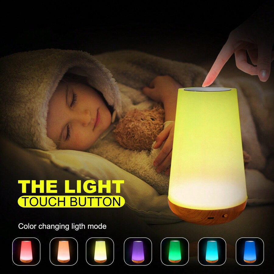 13-Color Changing Touch Table Lamp, RGB Dimmable Rechargeable Portable ...