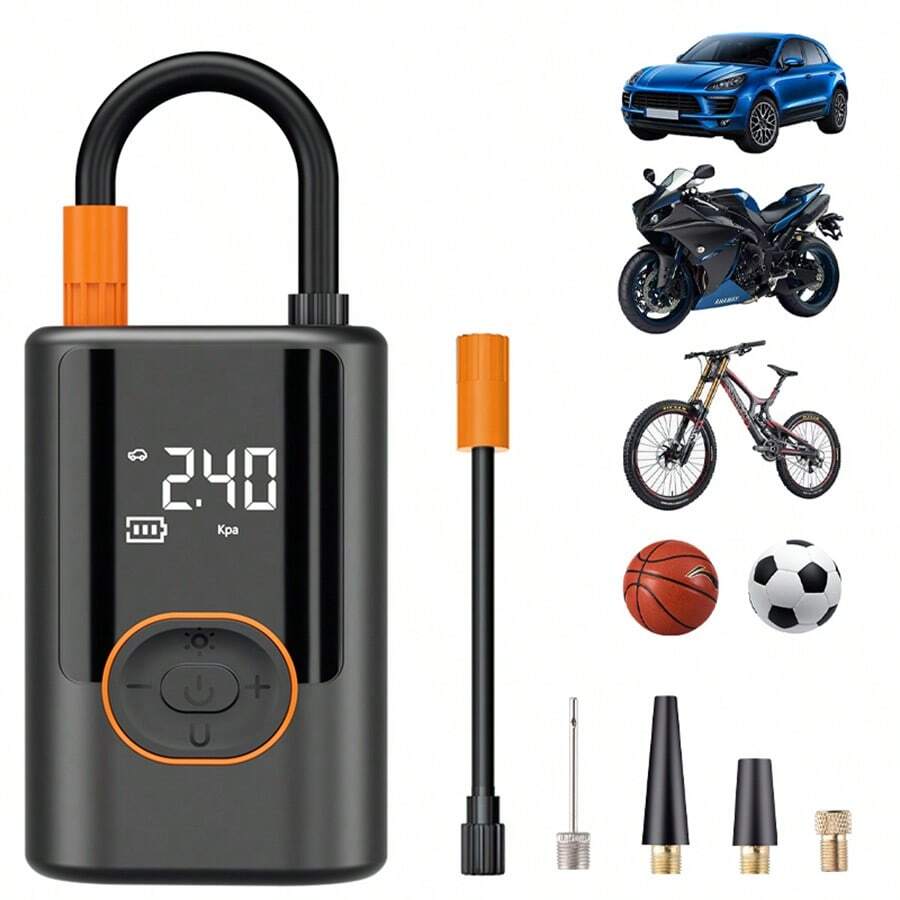 150PSI Portable Wireless Car Tire Inflator, LED Light Multifunctional ...