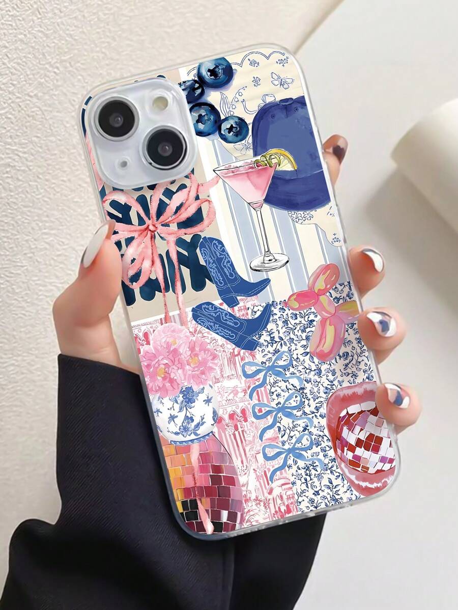 Western 1pc IPhone Cocktail Graphic Full Coverage TPU Phone Case ...