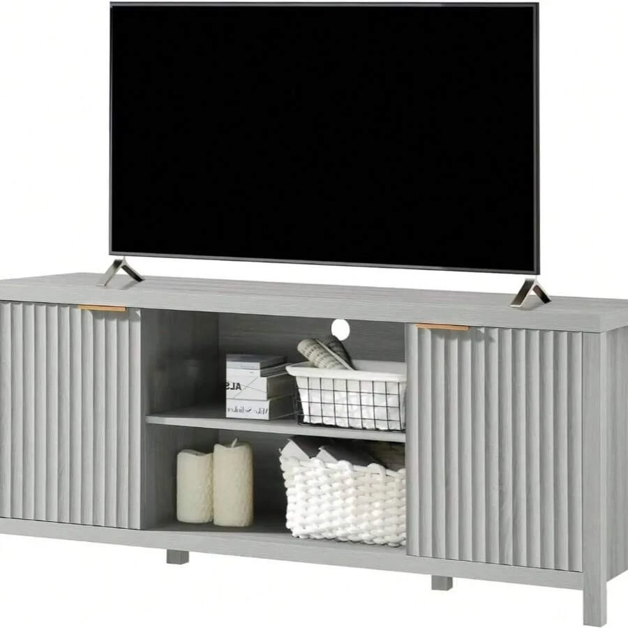 Fluted TV Stands For Living Room, Heavy Duty Entertainment Center With ...