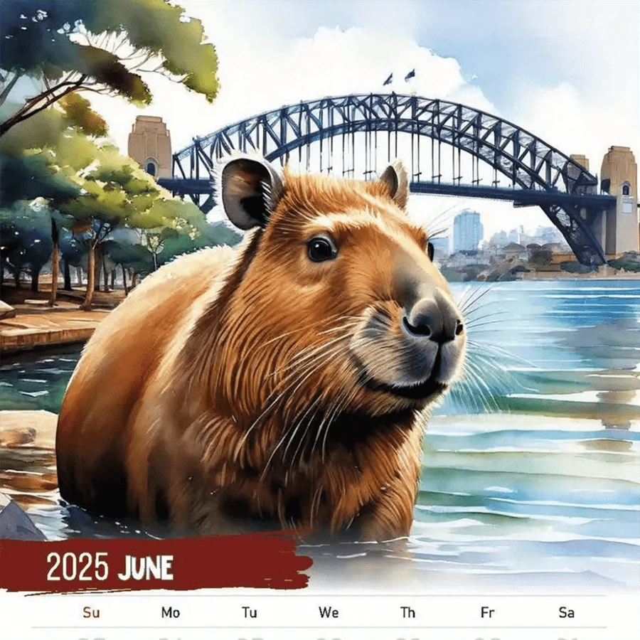 2025 Capybara Adventure Wall Calendar - Daily Office Essentials, Paper ...