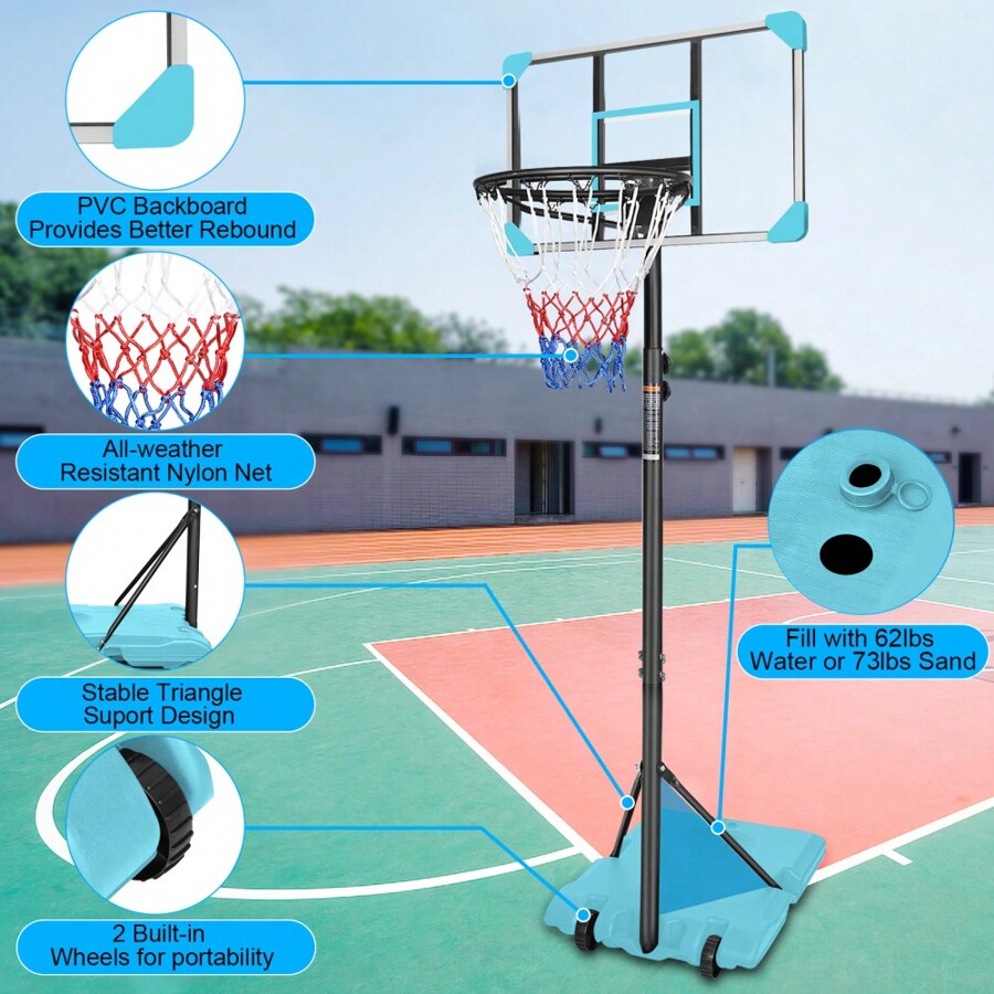 Portable Basketball Goal System With Stable Base And Wheels, Use For ...