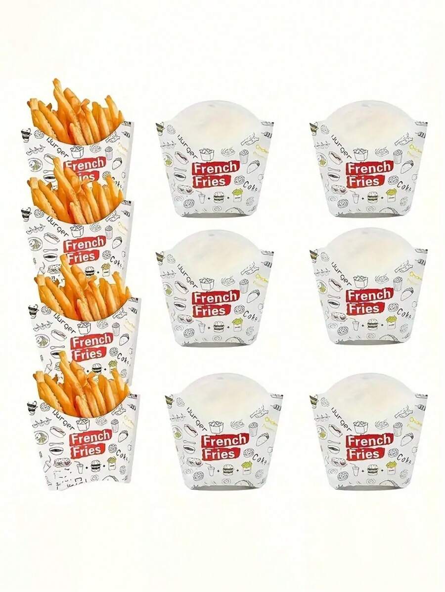 20pcs French Fries Takeout Food Packaging Boxes, Disposable Fast Food ...