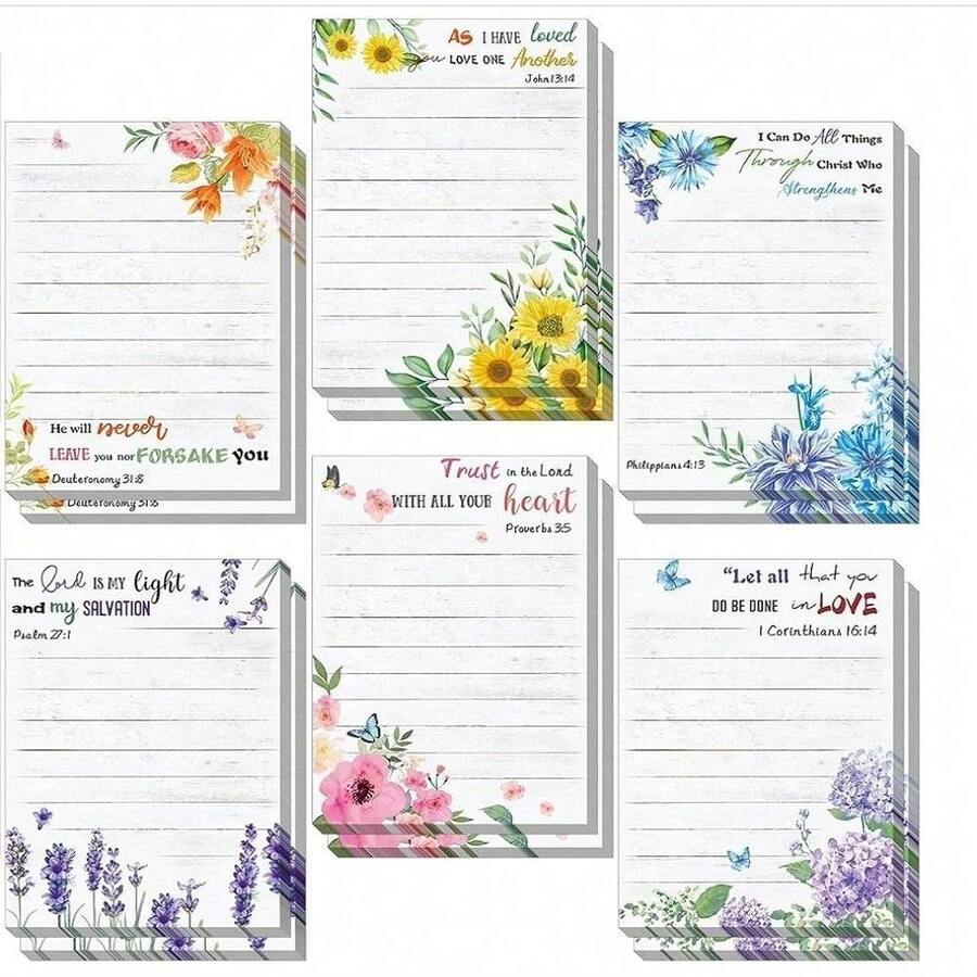 2/6/8 Packs Bible Sticky Notes 4''x5.5'' Christian Memo Pads Bible ...