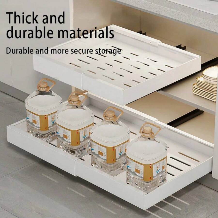 Expandable Pull Out Cabinet Organizer Metal Stick Slide Out Drawers ...