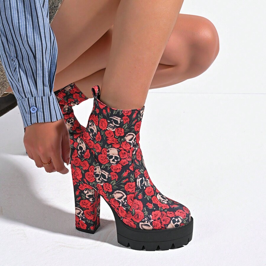 Botas de moda para mujer, botas de tobillo cómodas de tacón grueso ...