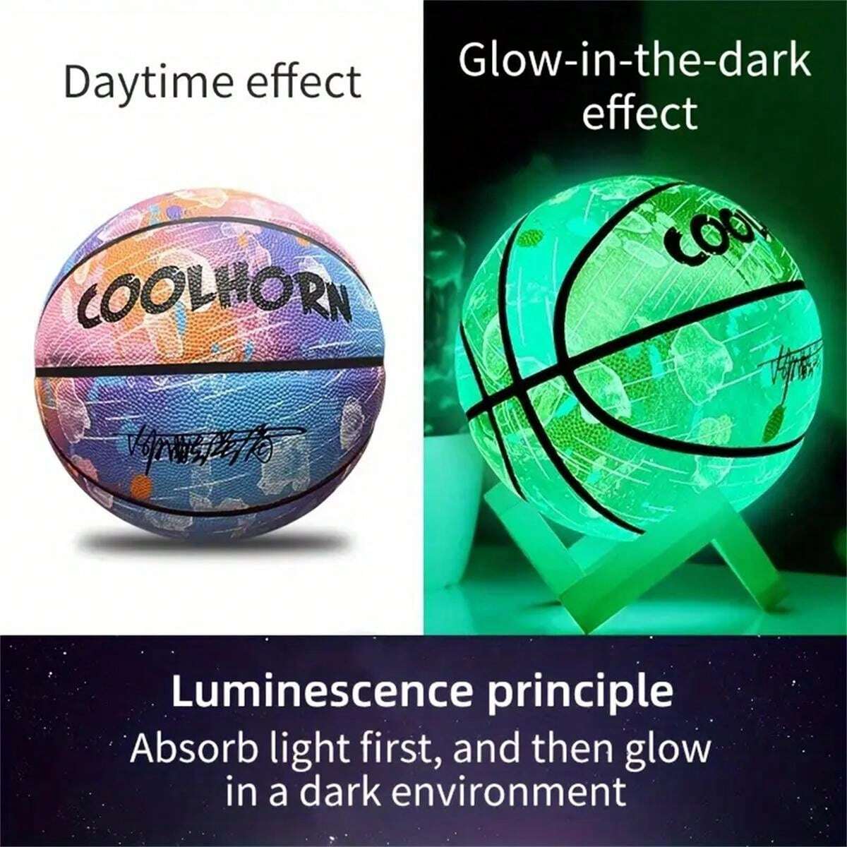 1 Pc 7-Inch Glow In The Dark Basketball, Super Duper Cool Luminous PU ...