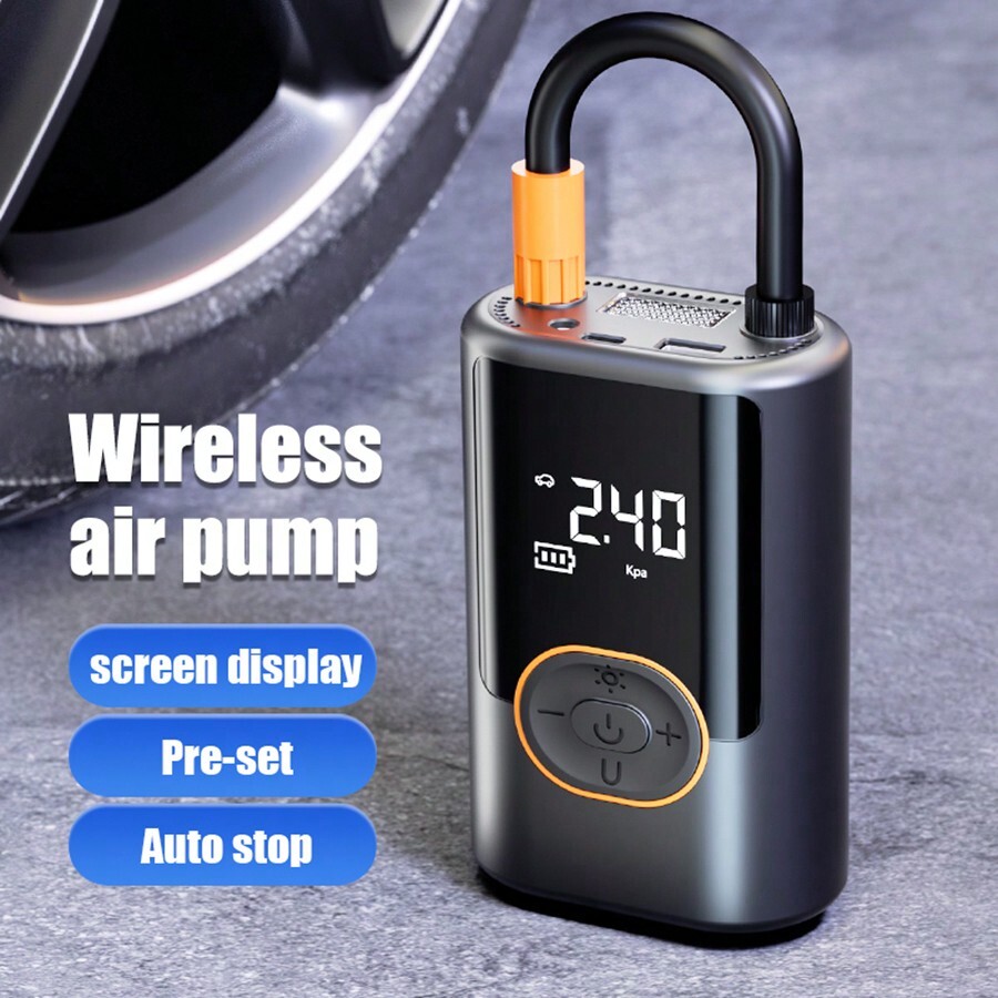 150PSI Portable Wireless Car Tire Inflator, LED Light Multifunctional ...