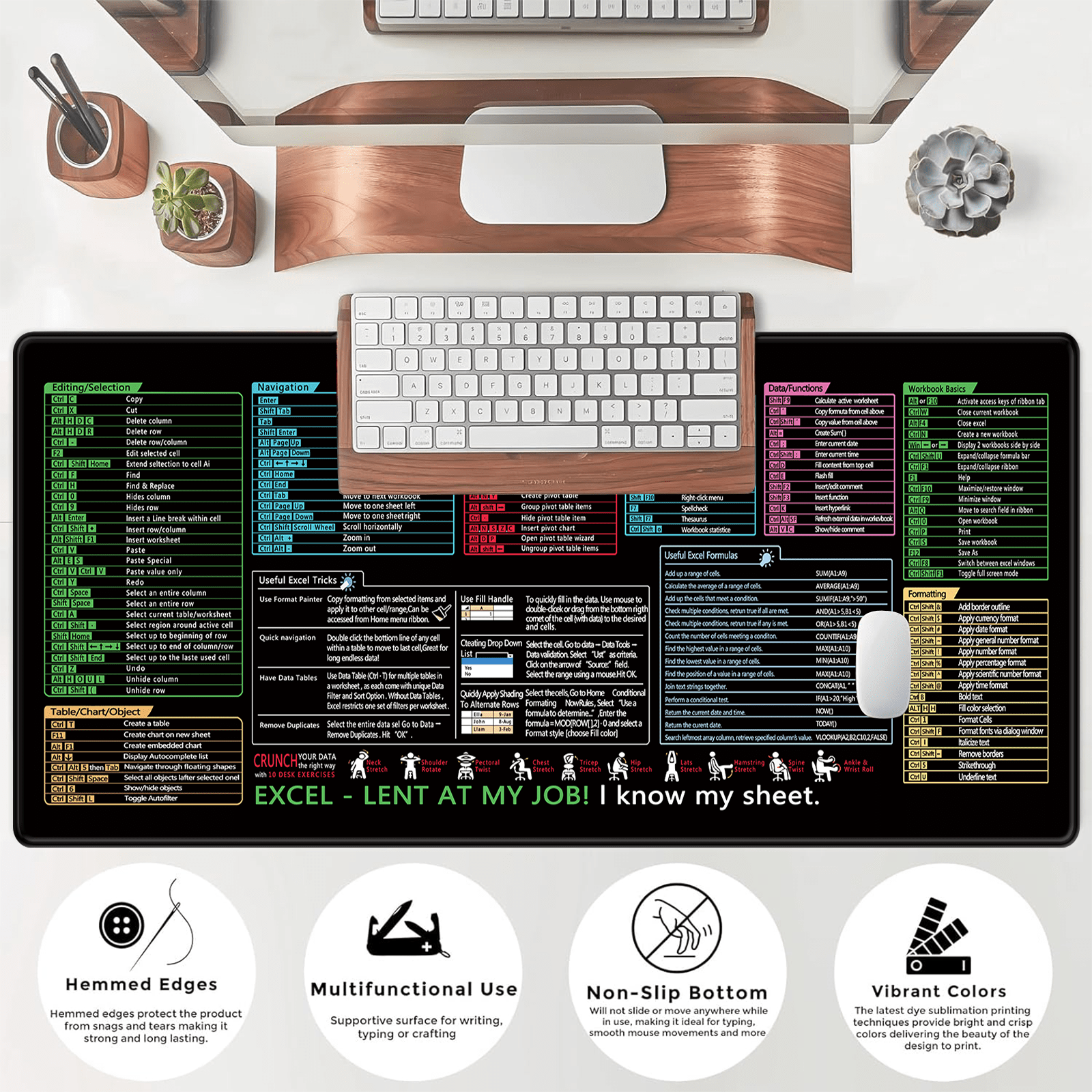 XXL Excel Shortcut Keys Mouse Pad - Extended Gaming ...