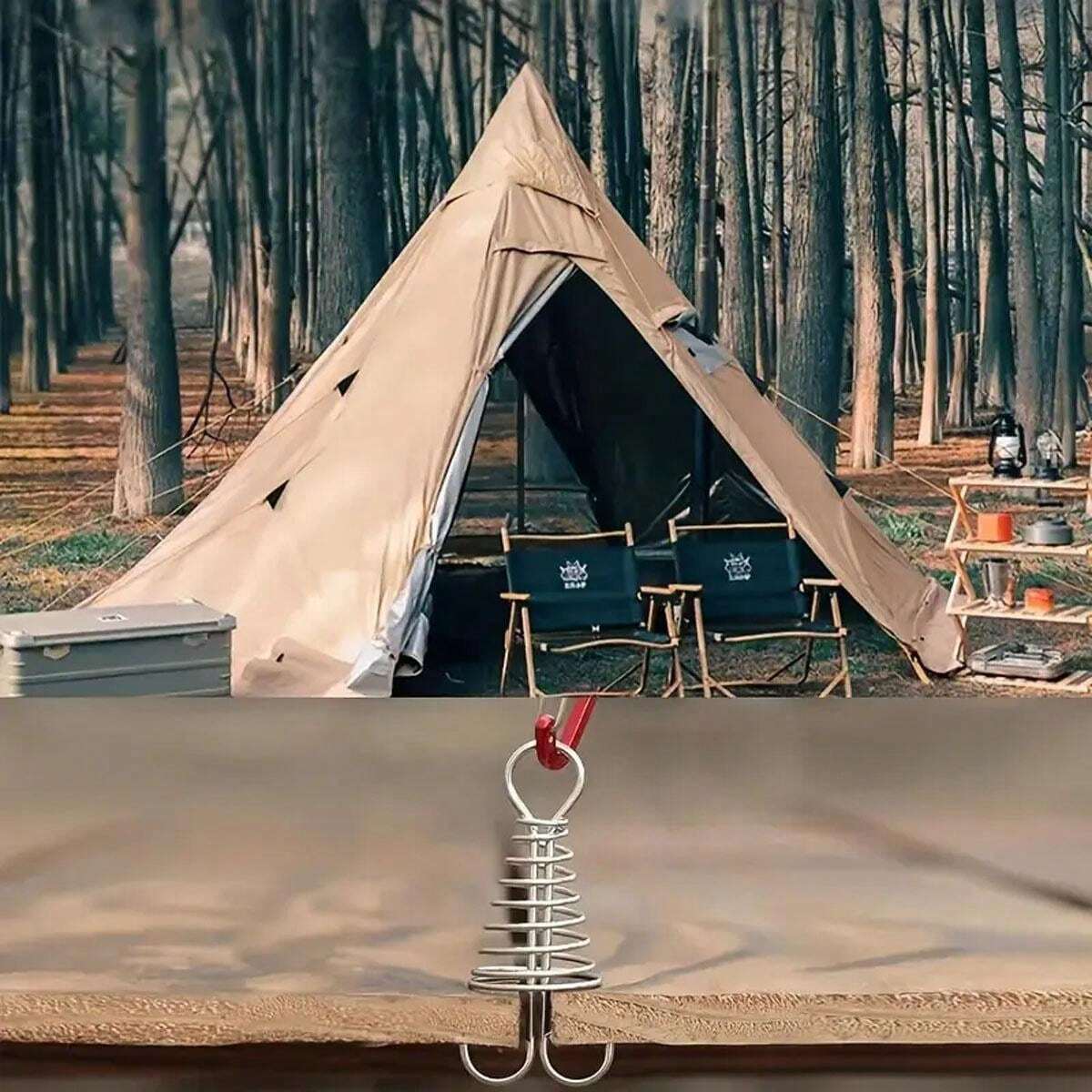 Stainless Steel Tent Pegs With Spring - Durable Camping Nails, Fishbone ...