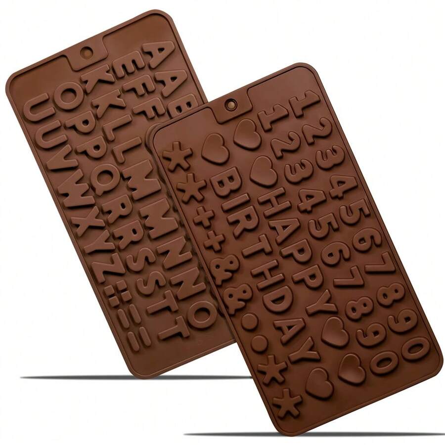 Silicone Letter And Number Chocolate Molds, 2 Packs Alphabets & Numbers ...